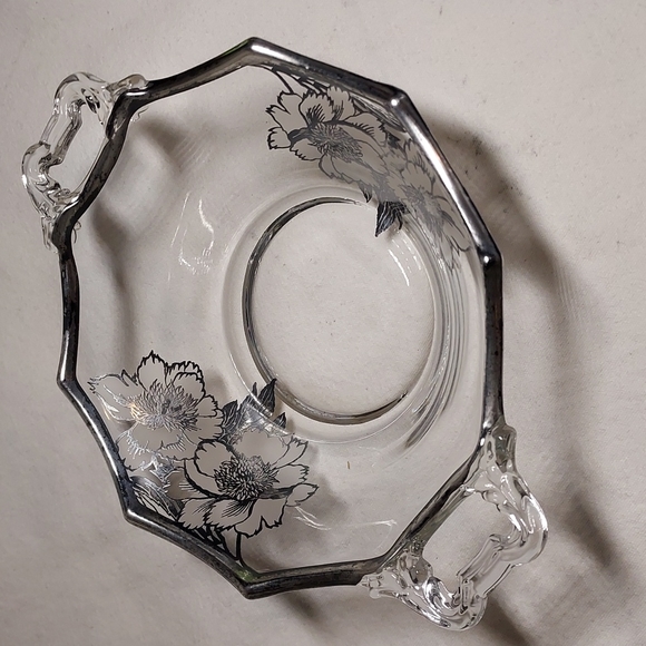 Unique Vintage | Art | Viking Glass Silver Inlay Tidbit Tray Art Deco ...